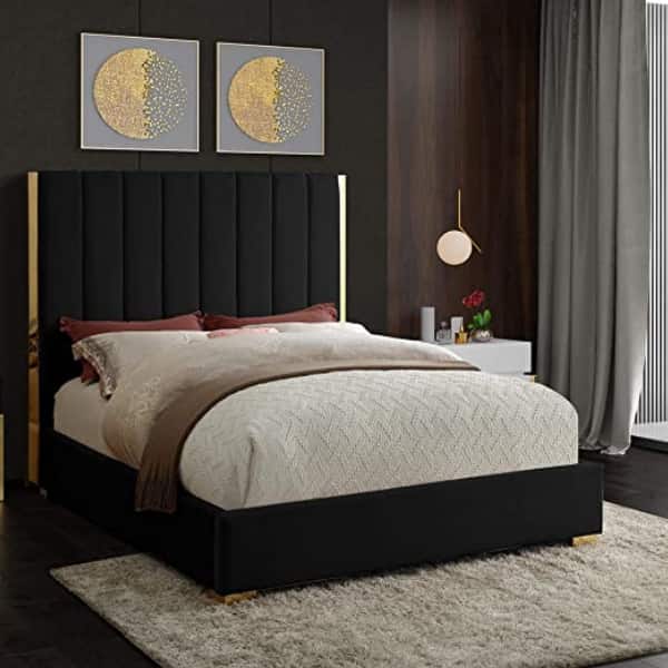 Florida King Sleigh Bed - Black Velvet – Bamboo Mattresses