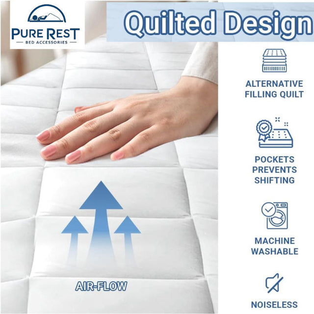 PureRest Quilted Mattress Protectors Queen Standard Length – Bamboo ...
